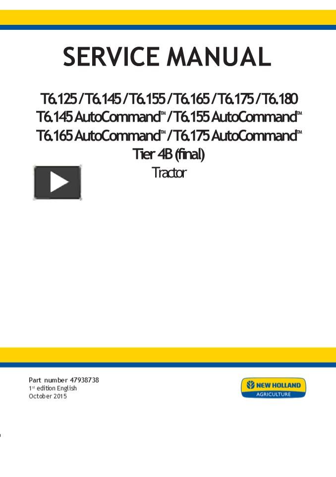 PPT – New Holland T6.145 AutoCommand™ Tier 4B (final) Tractor Service ...