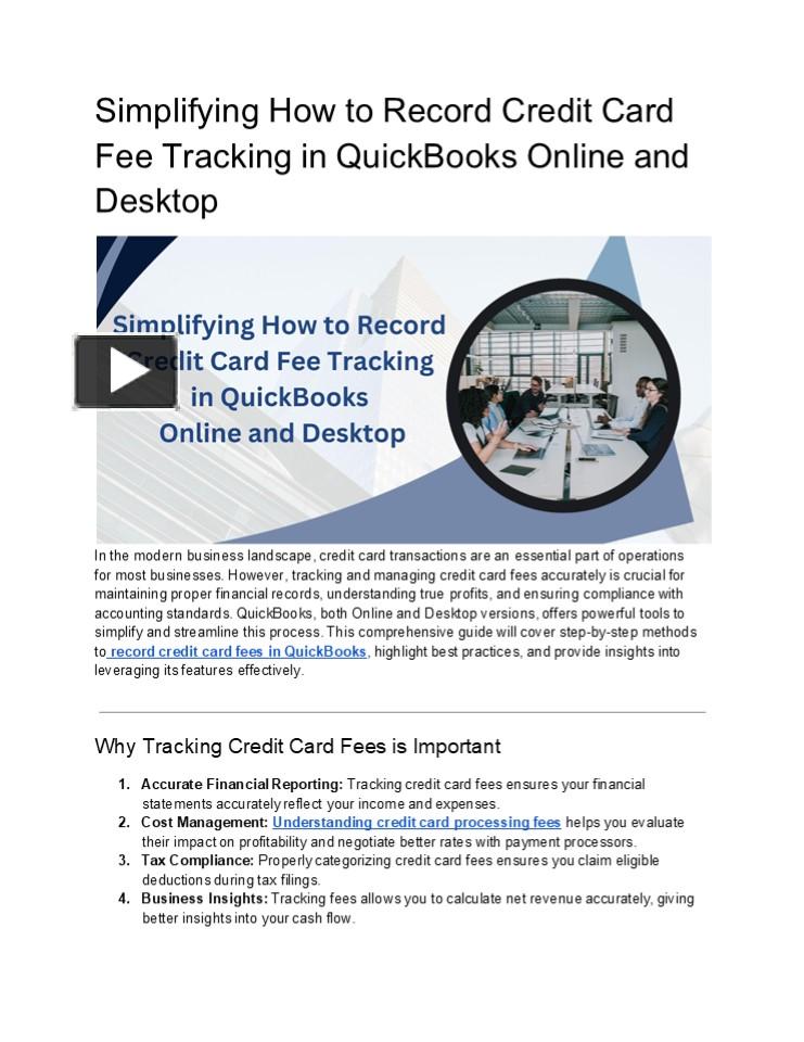 Simplifying How to Record Credit Card Fee Tracking in QuickBooks Online ...