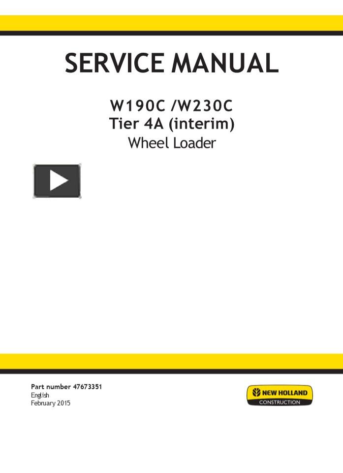 PPT – New Holland W190C Tier 4A (interim) Wheel Loader Service Repair ...