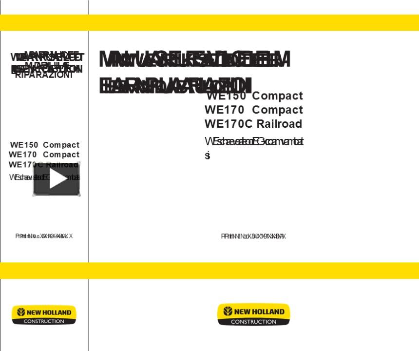 NEW HOLLAND WE150 COMPACT WHEELED EXCAVATOR Service Repair Manual ...