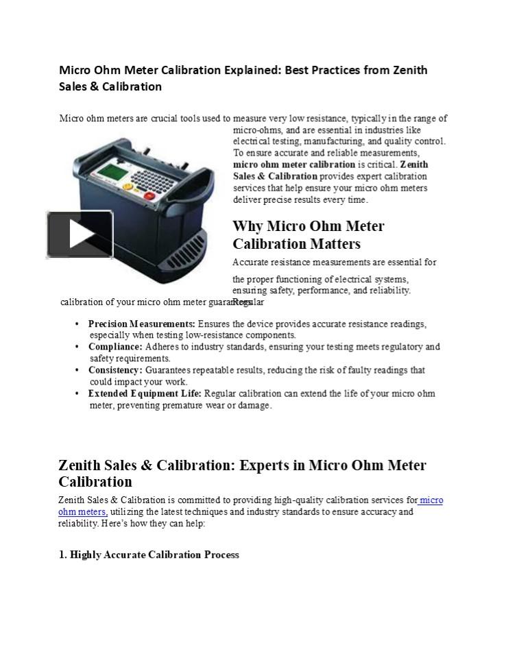 Micro Ohm Meter Calibration presentation | free to download