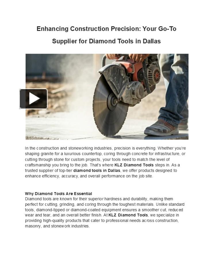 Enhancing Construction Precision: Your Go-To Supplier for Diamond Tools ...