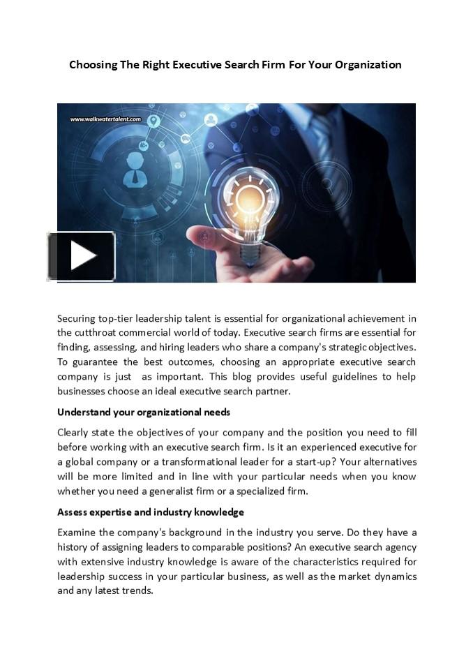 Choosing The Right Executive Search Firm For Your Organization ...
