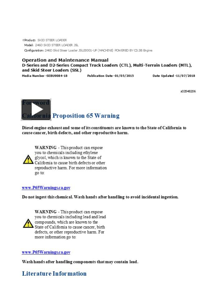 PPT – Caterpillar CAT 246D SKID STEER LOADER (JSL00001-UP) Operation ...