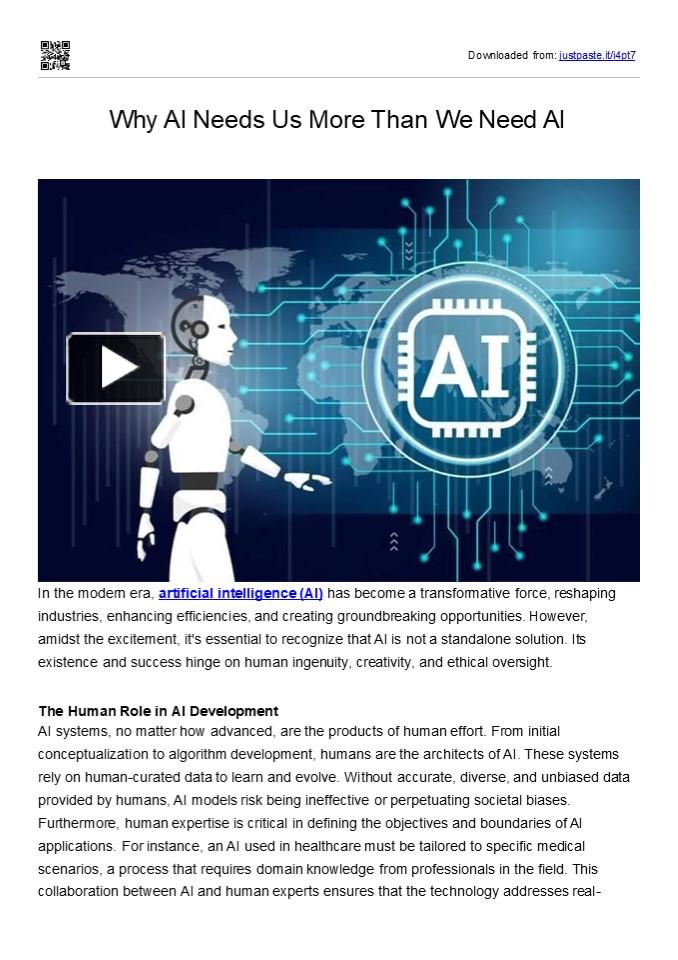 Why AI Needs Us More Than We Need AI presentation | free to download