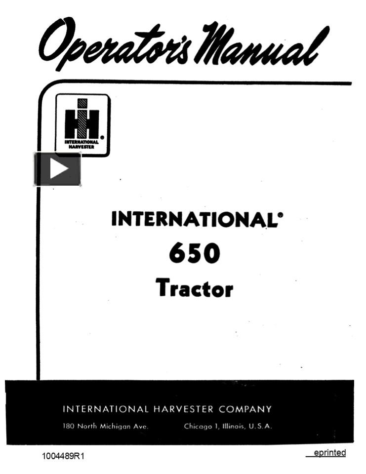 Case IH International 650 Tractor Operator’s Manual Instant Download ...