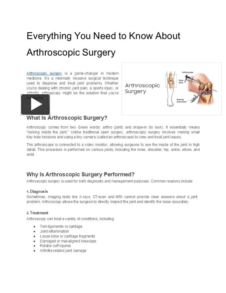 Everything You Need to Know About Arthroscopic Surgery presentation ...