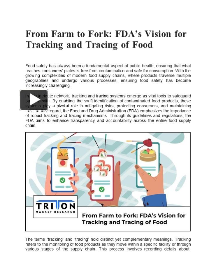PPT – From Farm to Fork: FDA’s Vision for Tracking and Tracing of Food ...
