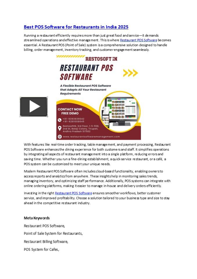 PPT – Best POS Software for Restaurants in India 2025 PowerPoint ...