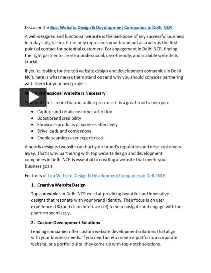 PPT – Top Website Design & Development Companies in Delhi NCR ...