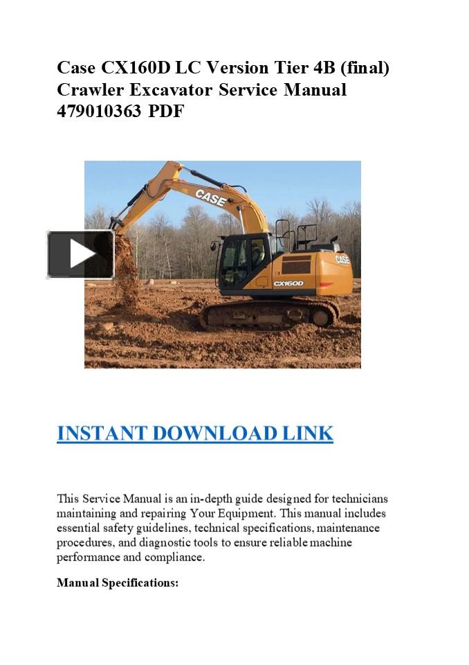 Case CX160D LC Version Tier 4B (final) Crawler Excavator Service Manual ...