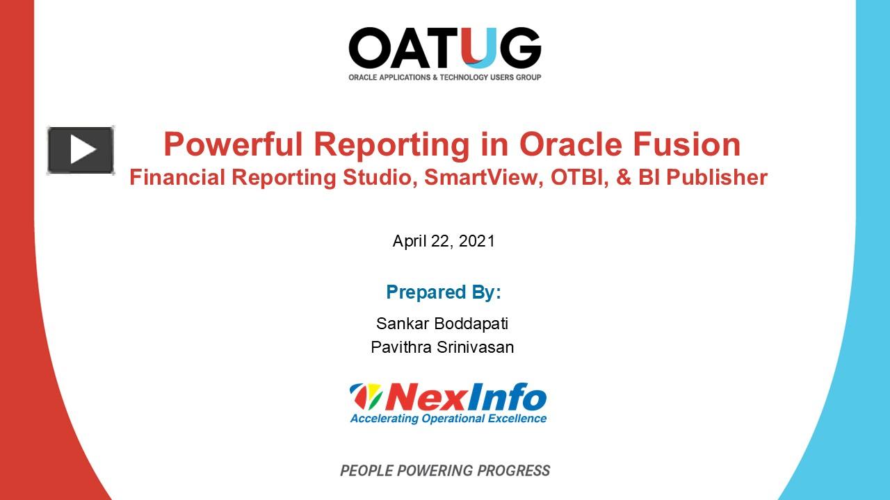 Powerful Reporting in Oracle Fusion-OATUG presentation | free to download