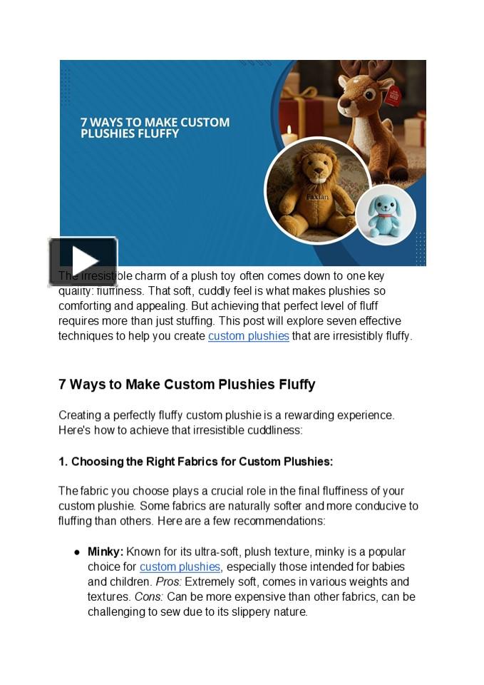 PPT – 7 Ways to Make Custom Plushies Fluffy PowerPoint presentation ...