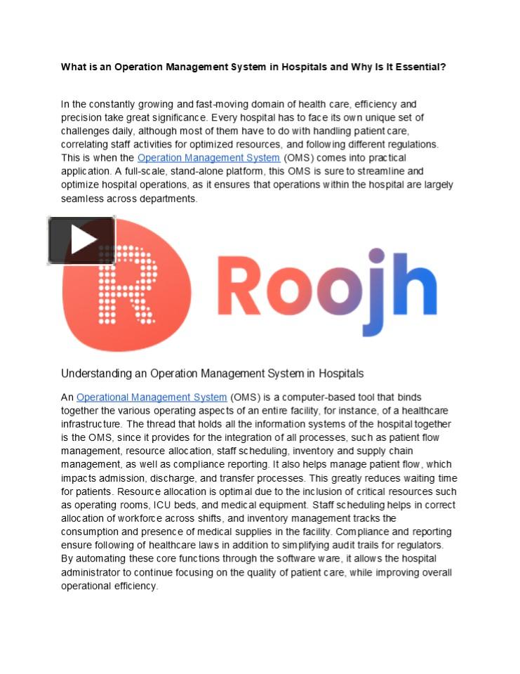 What is an Operation Management System in Hospitals and Why Is It ...