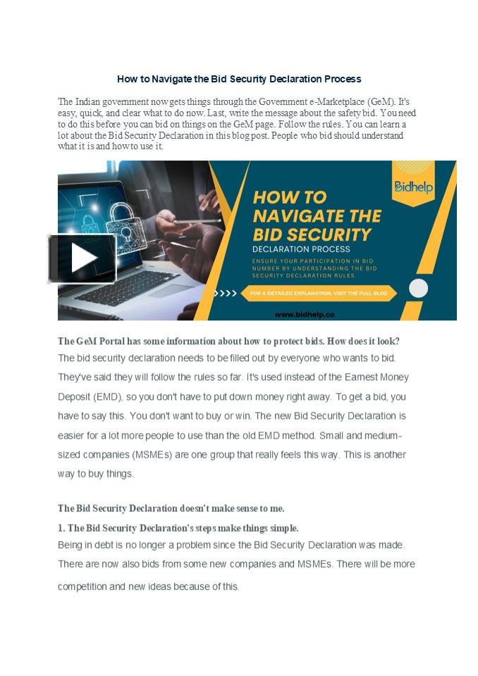 PPT – How to Navigate the Bid Security Declaration Process PowerPoint ...