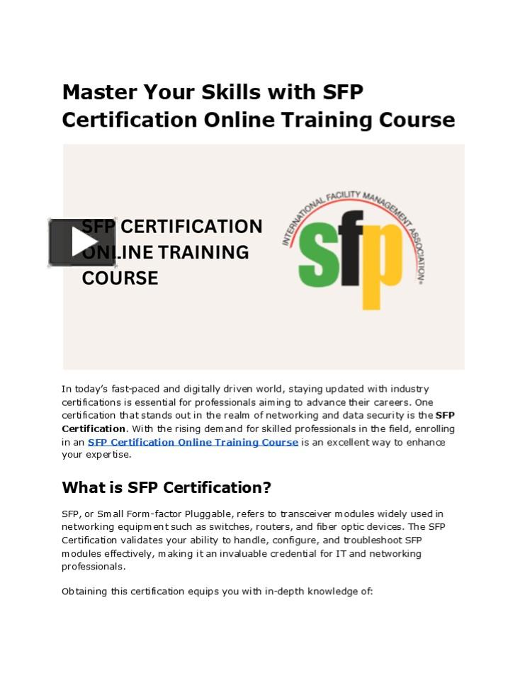 Master SFP Certification Online Training Course presentation | free to ...