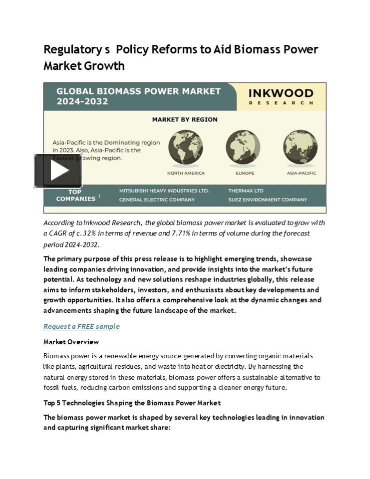 PPT – Regulatory and Policy Reforms to Aid Biomass Power Market Growth ...