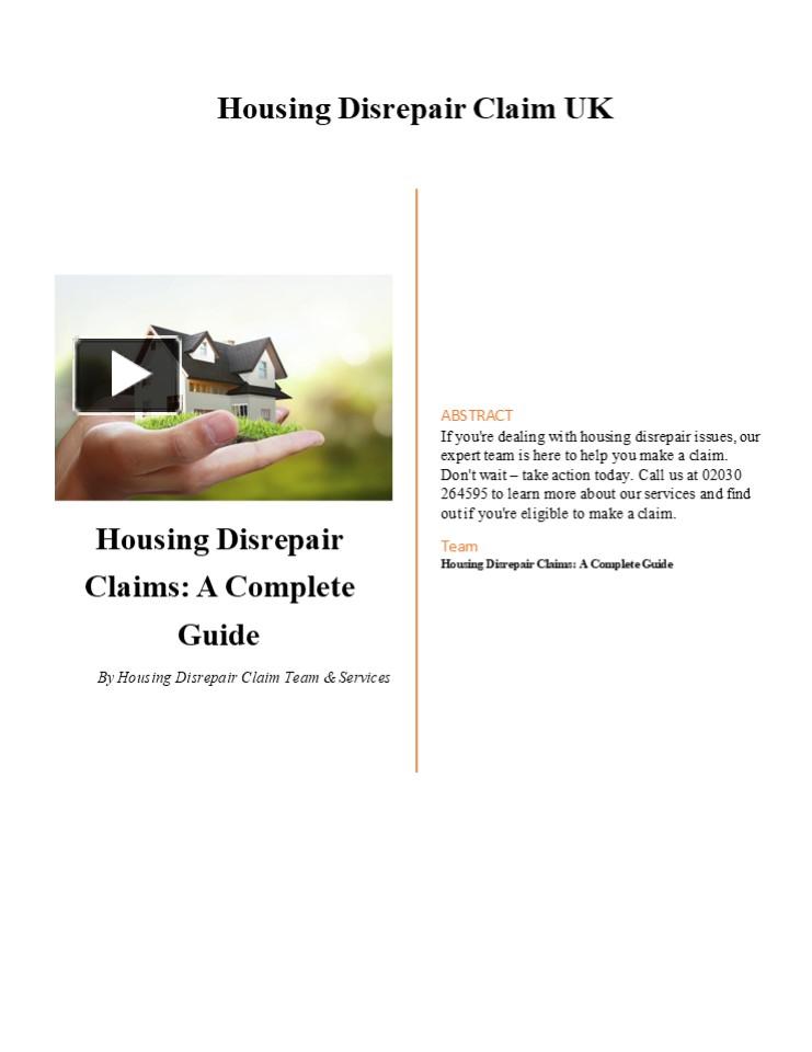 Housing Disrepair Claims: A Complete Guide presentation | free to download