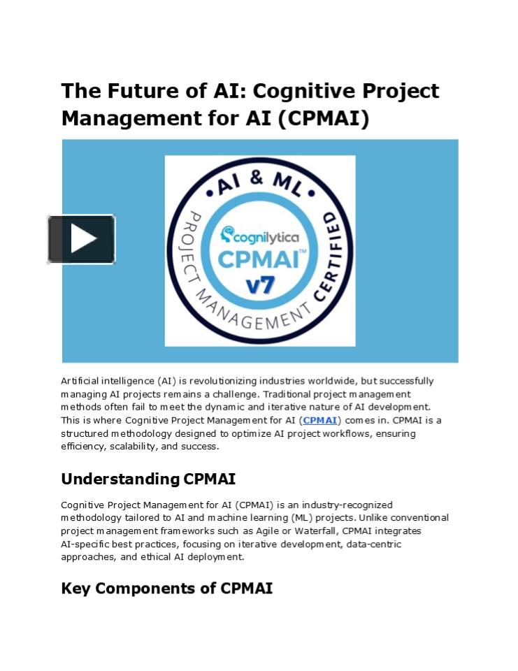 Mastering Cognitive Project Management for AI (CPMAI) presentation ...