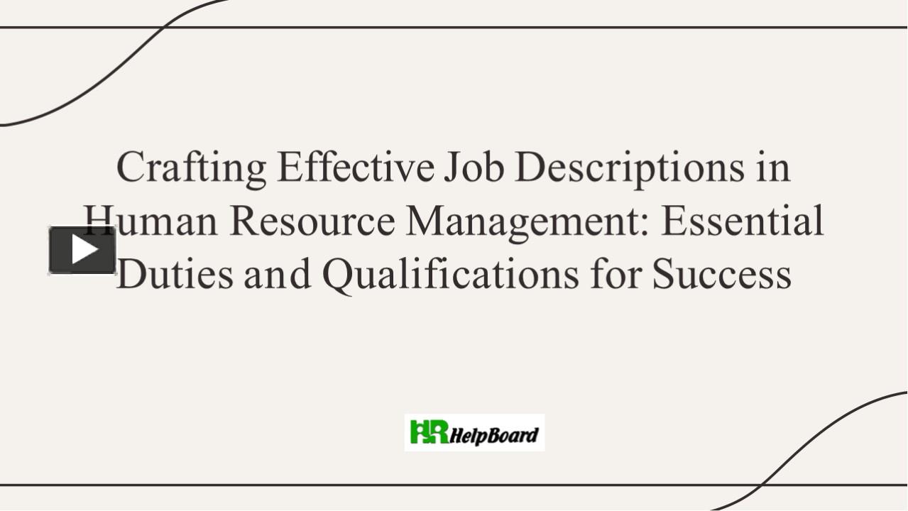 PPT – Creating A Job Description PowerPoint presentation | free to ...