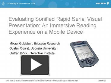 Evaluating Sonified Rapid Serial Visual Presentation: An Immersive ...
