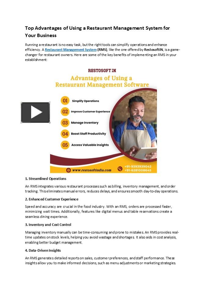 PPT – Top Advantages of Using a Restaurant Management System for Your ...