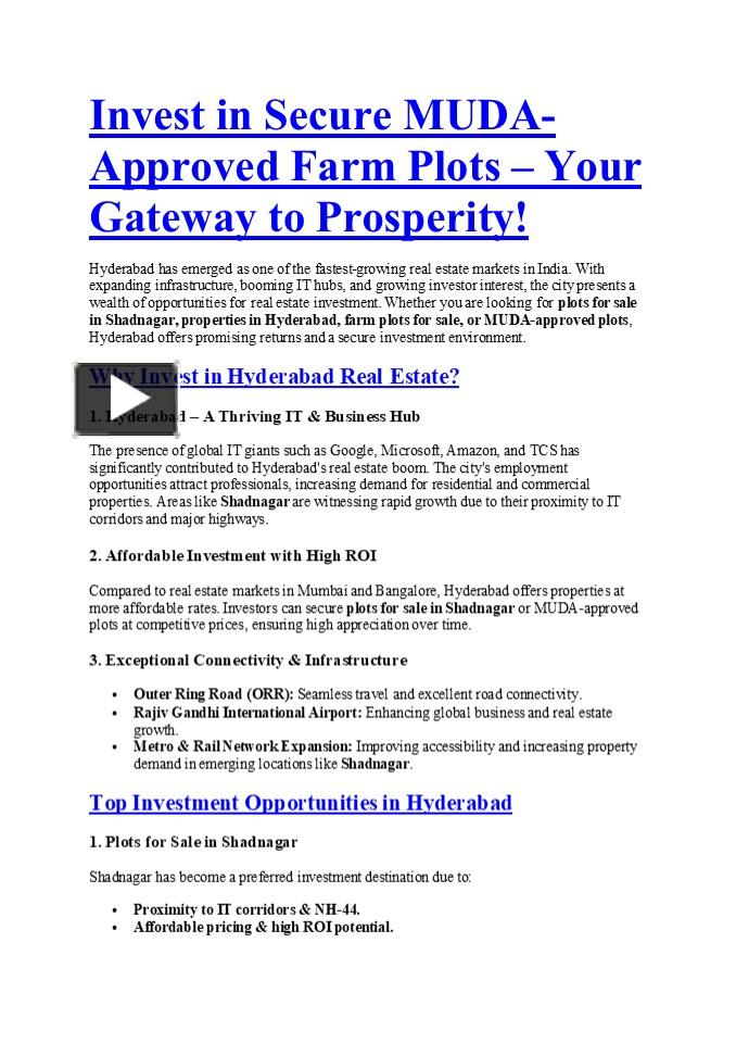 PPT – Invest in Secure MUDA-Approved Farm Plots – Your Gateway to ...