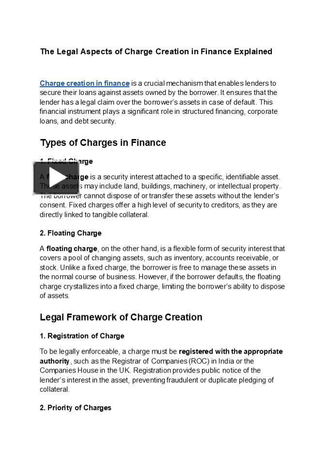 PPT – The Legal Aspects of Charge Creation in Finance Explained ...