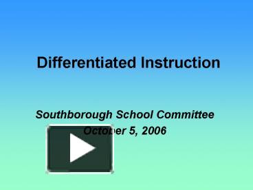 Differentiated Instruction presentation | free to view