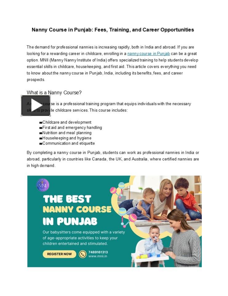 PPT – Nanny Course in Punjab: Your Pathway to a Successful Career as a ...