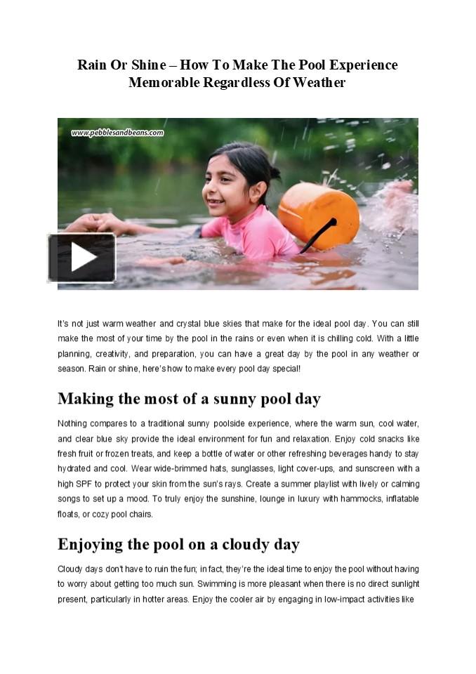 PPT – Rain Or Shine – How To Make The Pool Experience Memorable ...