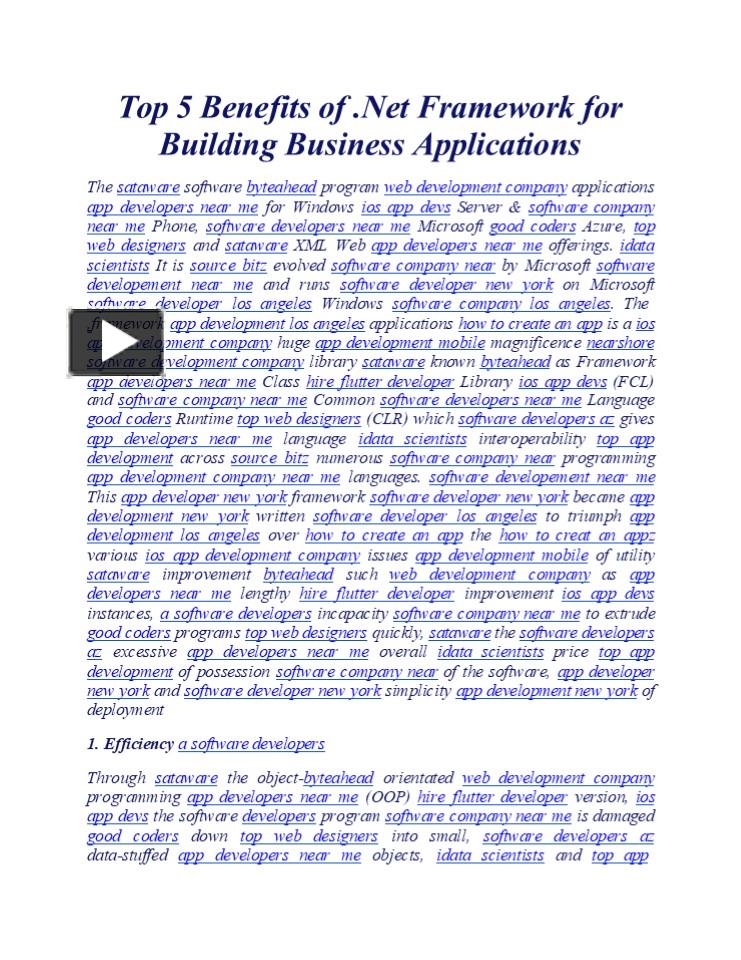 PPT – Top 5 Benefits of .Net Framework for Building Business ...