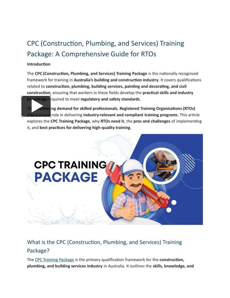 PPT – CPC Training Package | Construction, Plumbing and Services ...