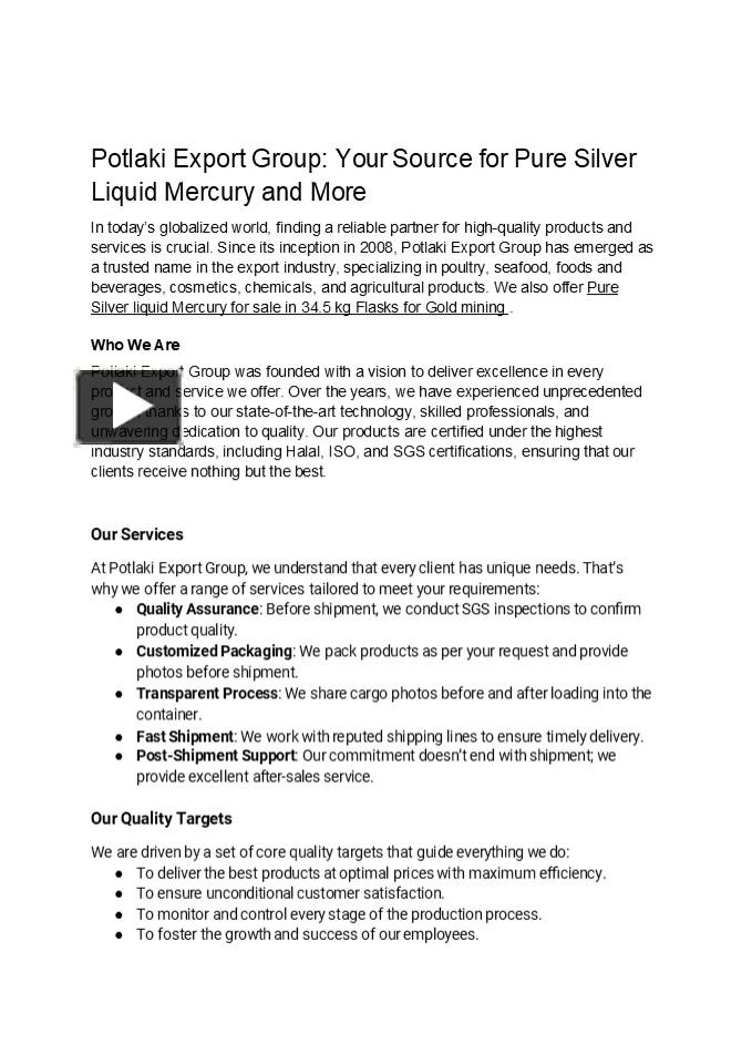 PPT – Discover Potlaki Export Group: Experts in Pure Silver Liquid ...