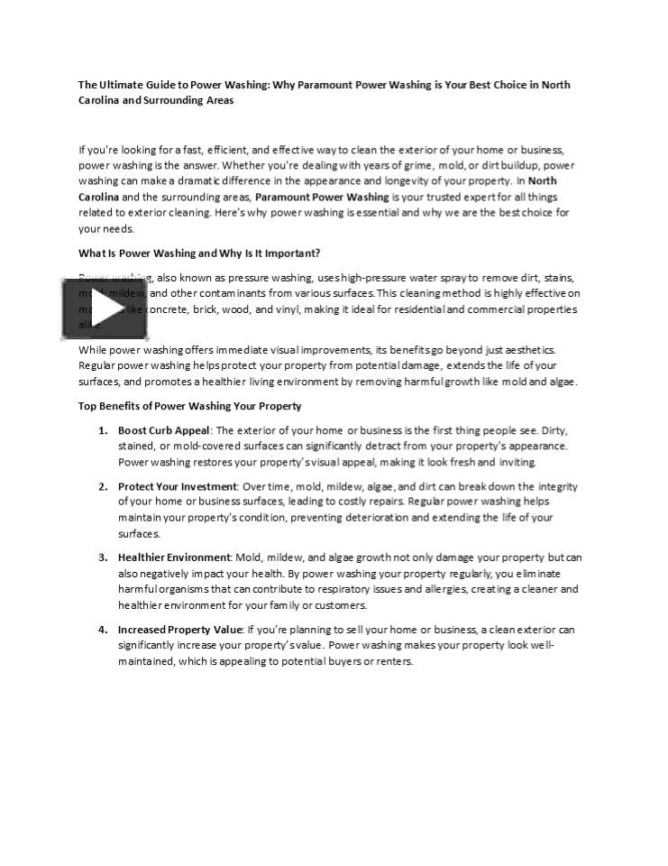 PPT – What Are the Best Times of Year to Power Wash in Raleigh ...