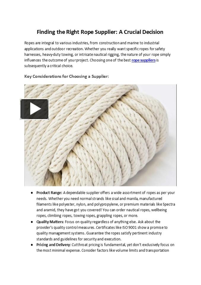 PPT – Finding the Right Rope Supplier: A Crucial Decision PowerPoint ...