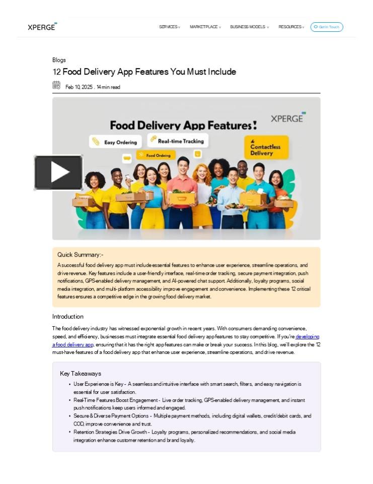 PPT – Food Delivery App Features PowerPoint presentation | free to ...