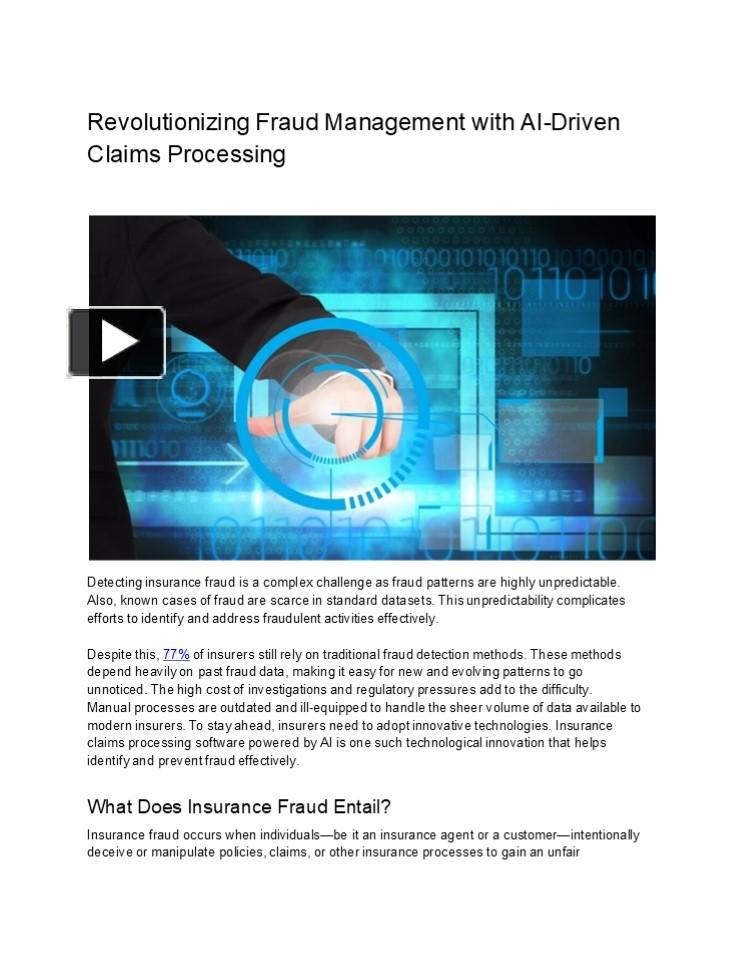 PPT – Revolutionizing Fraud Management with AI-Driven Claims Processing ...
