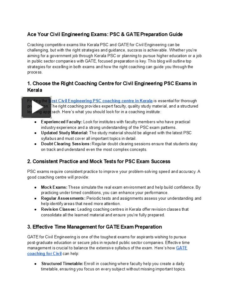 PPT – best Civil Engineering PSC coaching centre in Kerala PowerPoint ...