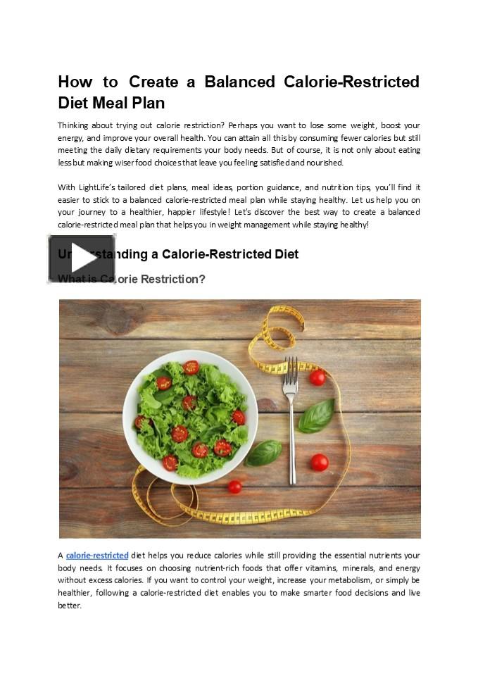 PPT – How to Create a Balanced Calorie-Restricted Diet Meal Plan ...