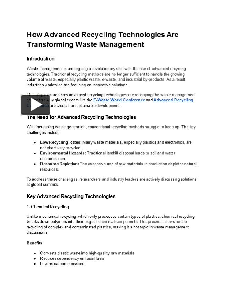 How Advanced Recycling Technologies Are Transforming Waste Management ...