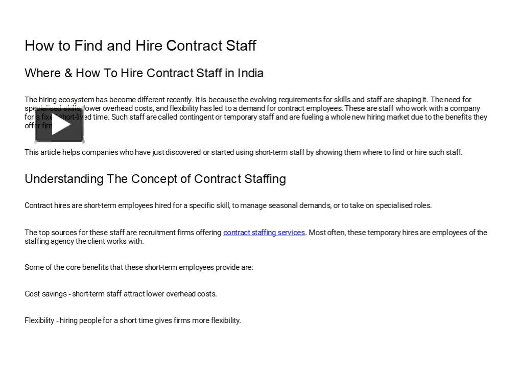 How to Find and Hire Contract Staff presentation | free to download