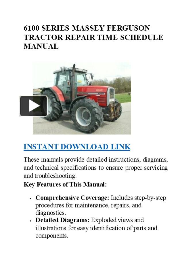 PPT – 6100 SERIES MASSEY FERGUSON TRACTOR REPAIR TIME SCHEDULE MANUAL ...