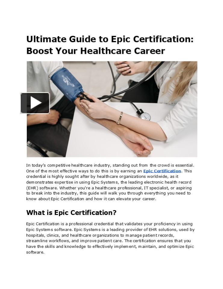 PPT – Achieve Excellence with Epic Certification PowerPoint ...