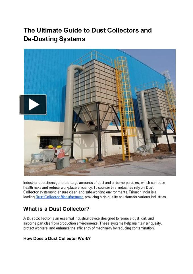 The Ultimate Guide to Dust Collectors and De-Dusting Systems ...