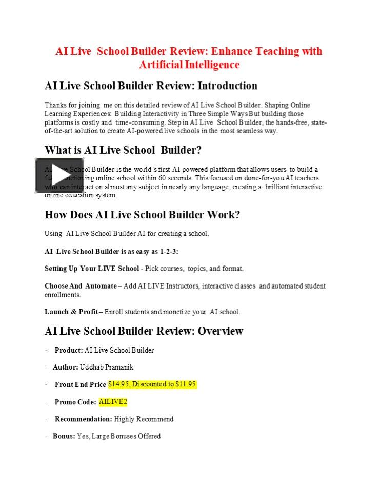 PPT – AI Live School Builder Review: Enhance Teaching with Artificial ...
