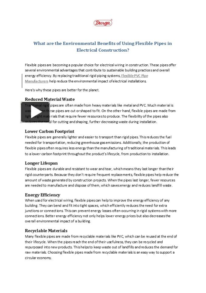 PPT – What are the Environmental Benefits of Using Flexible Pipes in ...