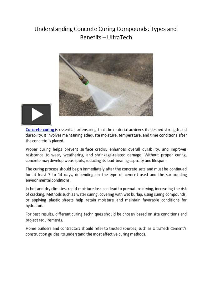 Understanding Concrete Curing Compounds - Types and Benefits ...