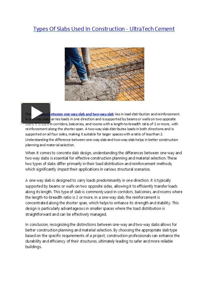 Types Of Slabs Used In Construction - UltraTech Cement presentation ...