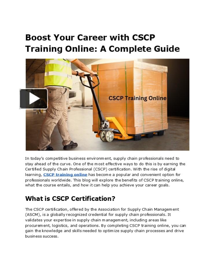 PPT – Boost Your Career with CSCP Training Online PowerPoint ...